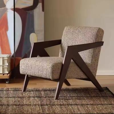 China Linen Fabric Single Lounge Chair with Wooden Frame for Home Office Leisure Accent Armchair for sale