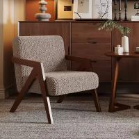 China Linen Fabric Single Lounge Chair with Wooden Frame for Home Office Leisure Accent Armchair for sale