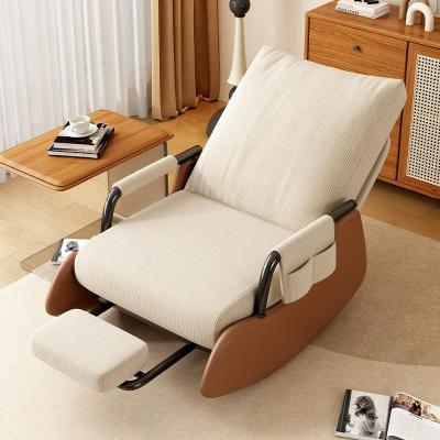 China Single Foldable Rocking Recliner Sofa Chair with Footrest Corduroy Cover Eco-Friendly Design for Living Room Balcony for sale