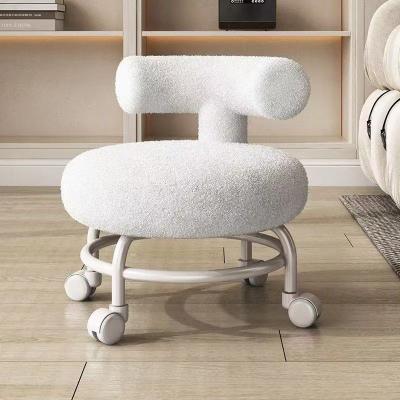 China Portable Kids Stool with Lamb Wool Fabric Backrest and Swivel Wheels for Living Room Bedroom for sale