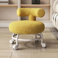 China Portable Kids Stool with Lamb Wool Fabric Backrest and Swivel Wheels for Living Room Bedroom for sale