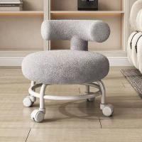 China Portable Kids Stool with Lamb Wool Fabric Backrest and Swivel Wheels for Living Room Bedroom for sale