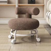 China Portable Kids Stool with Lamb Wool Fabric Backrest and Swivel Wheels for Living Room Bedroom for sale