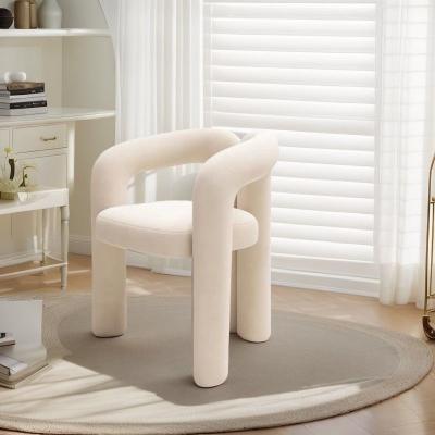 China Modern Light Luxury Cream Single Vanity Chair Dining Minimalist Bedroom Living Room Accent Backrest Home Salon Use for sale