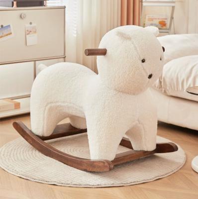 China Creative Cartoon Animal Rocking Chair for Kids Portable Accent Stool with Wood Legs 80cm for sale