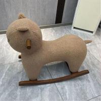 China Creative Cartoon Animal Rocking Chair for Kids Portable Accent Stool with Wood Legs 80cm for sale
