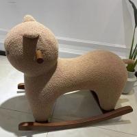 China Creative Cartoon Animal Rocking Chair for Kids Portable Accent Stool with Wood Legs 80cm for sale