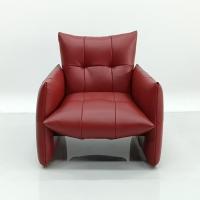 China Minimalist PU Leather Accent Chair Single Sofa for Living Room Balcony Bedroom 80cm Width for sale