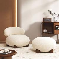 China Cream Style Single Seater Leisure Lounge Chair with Ottoman for Hospital Living Room Bedroom Use 80cm Wide for sale