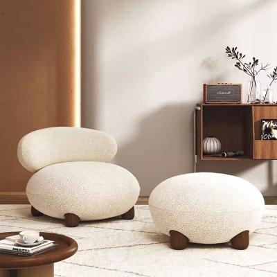 China Cream Style Single Seater Leisure Lounge Chair with Ottoman for Hospital Living Room Bedroom Use 80cm Wide for sale