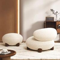 China Cream Style Single Seater Leisure Lounge Chair with Ottoman for Hospital Living Room Bedroom Use 80cm Wide for sale