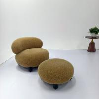 China Cream Style Single Seater Leisure Lounge Chair with Ottoman for Hospital Living Room Bedroom Use 80cm Wide for sale