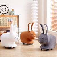 China Cute Rabbit Movable Children Accent Chair with Wheels Comfortable Shoe Changing Stool for Living Room Bedroom School for sale