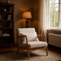 China Minimalist Solid Wood Leisure Sofa Chair Upholstered Single Seat for Hotel Restaurant Living Room for sale