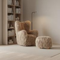 China Midcentury Modern Recliner Lounge Chair Foam Filled Fabric Wood Frame Accent Sofa for Hotel Living Room for sale