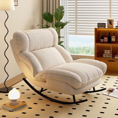 China Custom Ergonomic Upholstered Rocking Chair with Cotton Fabric and Steel Frame for Living Room Hotel for sale