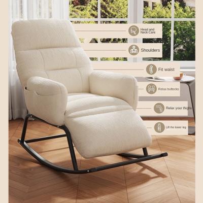 China Upholstered Rocking Recliner Chair Fabric Leisure Lounge for Balcony Living Room for sale