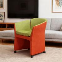 China Minimalist Modern Durable Leisure Chair with Wheel Armchair Steel Frame for Apartment Dining Living Room for sale