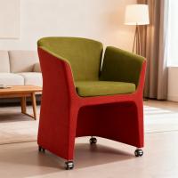 China Minimalist Modern Durable Leisure Chair with Wheel Armchair Steel Frame for Apartment Dining Living Room for sale