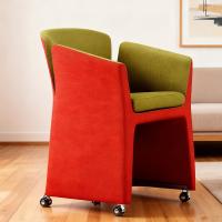 China Minimalist Modern Durable Leisure Chair with Wheel Armchair Steel Frame for Apartment Dining Living Room for sale