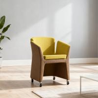 China Minimalist Modern Durable Leisure Chair with Wheel Armchair Steel Frame for Apartment Dining Living Room for sale