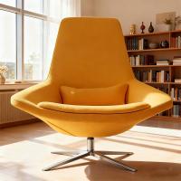 China Modern Single Lounge Chair Soft Upholstered High-Back Armchair with Metal Base 80cm for sale