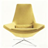 China Modern Single Lounge Chair Soft Upholstered High-Back Armchair with Metal Base 80cm for sale