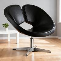 China Modern Semicircular Faux Leather Rotatable Office Chair with Height Adjustable Backrest 360 Degree Swivel for sale
