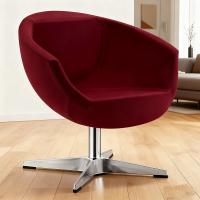China Modern Portable Swivel Single Lounge Chair with Wool Fleece Backrest Metal Legs for Dining Room for sale