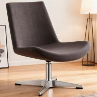China Height Adjustable Swivel Accent Lounge Chair Burlap Fabric Upholstery Metal Frame Office for sale