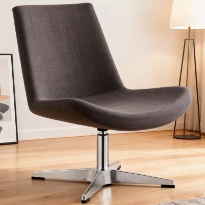 China Height Adjustable Swivel Accent Lounge Chair Burlap Fabric Upholstery Metal Frame Office for sale