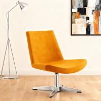China Height Adjustable Swivel Accent Lounge Chair Burlap Fabric Upholstery Metal Frame Office for sale