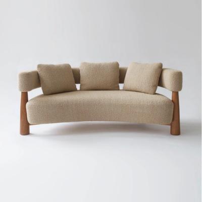 China Curved Loveseat Sofa Set Sherpa White Ash Upholstered Leisure Sofa Bed Corner Couch for Living Room for sale