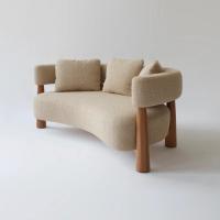 China Curved Loveseat Sofa Set Sherpa White Ash Upholstered Leisure Sofa Bed Corner Couch for Living Room for sale