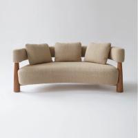 China Curved Loveseat Sofa Set Sherpa White Ash Upholstered Leisure Sofa Bed Corner Couch for Living Room for sale