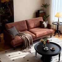 China French Retro Two Seat Living Room Sofa Striped Fabric Wooden Frame 2 Seater Couch for sale