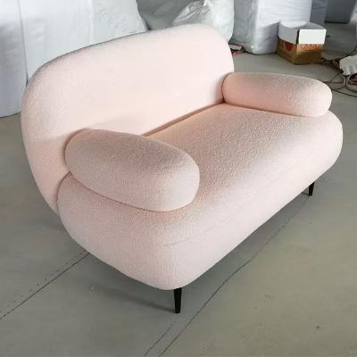 China Luxury Double Seat Framed Sofa Modern Eco-Friendly Tufted Lamb Wool Fabric 28D Sponge Living Room Villa for sale