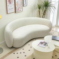 China Nordic Style Three Seater Curved Framed Sofa Fabric Sponge Tufted Back Eco-Friendly Living Room 28D for sale