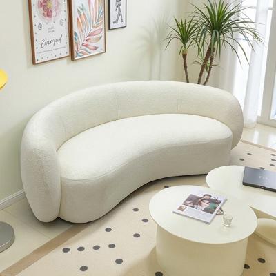 China Nordic Style Three Seater Curved Framed Sofa Fabric Sponge Tufted Back Eco-Friendly Living Room 28D for sale