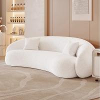 China Nordic Style Three Seater Curved Framed Sofa Fabric Sponge Tufted Back Eco-Friendly Living Room 28D for sale
