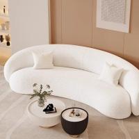 China Nordic Style Three Seater Curved Framed Sofa Fabric Sponge Tufted Back Eco-Friendly Living Room 28D for sale