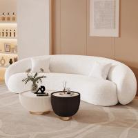 China Nordic Style Three Seater Curved Framed Sofa Fabric Sponge Tufted Back Eco-Friendly Living Room 28D for sale