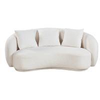China Nordic Style Three Seater Curved Framed Sofa Fabric Sponge Tufted Back Eco-Friendly Living Room 28D for sale