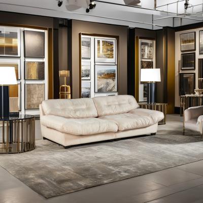 China Customizable Luxury Cream Velvet 2-Seater Modular Sectional Sofa Set 220cm for Villa Living Room for sale