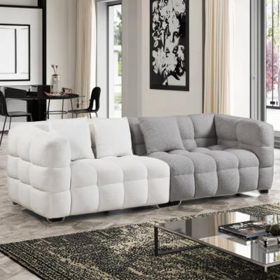 China Modular 2 Seater Fabric Sectional Couch Set White Grey Upholstered Living Room Sofa for sale