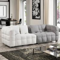 China Modular 2 Seater Fabric Sectional Couch Set White Grey Upholstered Living Room Sofa for sale