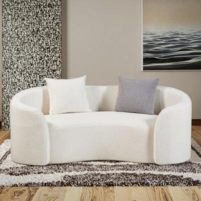 China Modern Two Seater Fabric Sofa Curved Cream Sectional Couch for Villa Apartment Loveseat for sale