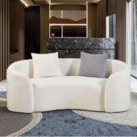 China Modern Two Seater Fabric Sofa Curved Cream Sectional Couch for Villa Apartment Loveseat for sale
