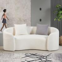China Modern Two Seater Fabric Sofa Curved Cream Sectional Couch for Villa Apartment Loveseat for sale