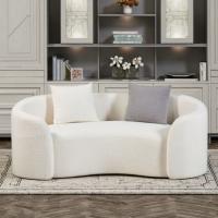 China Modern Two Seater Fabric Sofa Curved Cream Sectional Couch for Villa Apartment Loveseat for sale